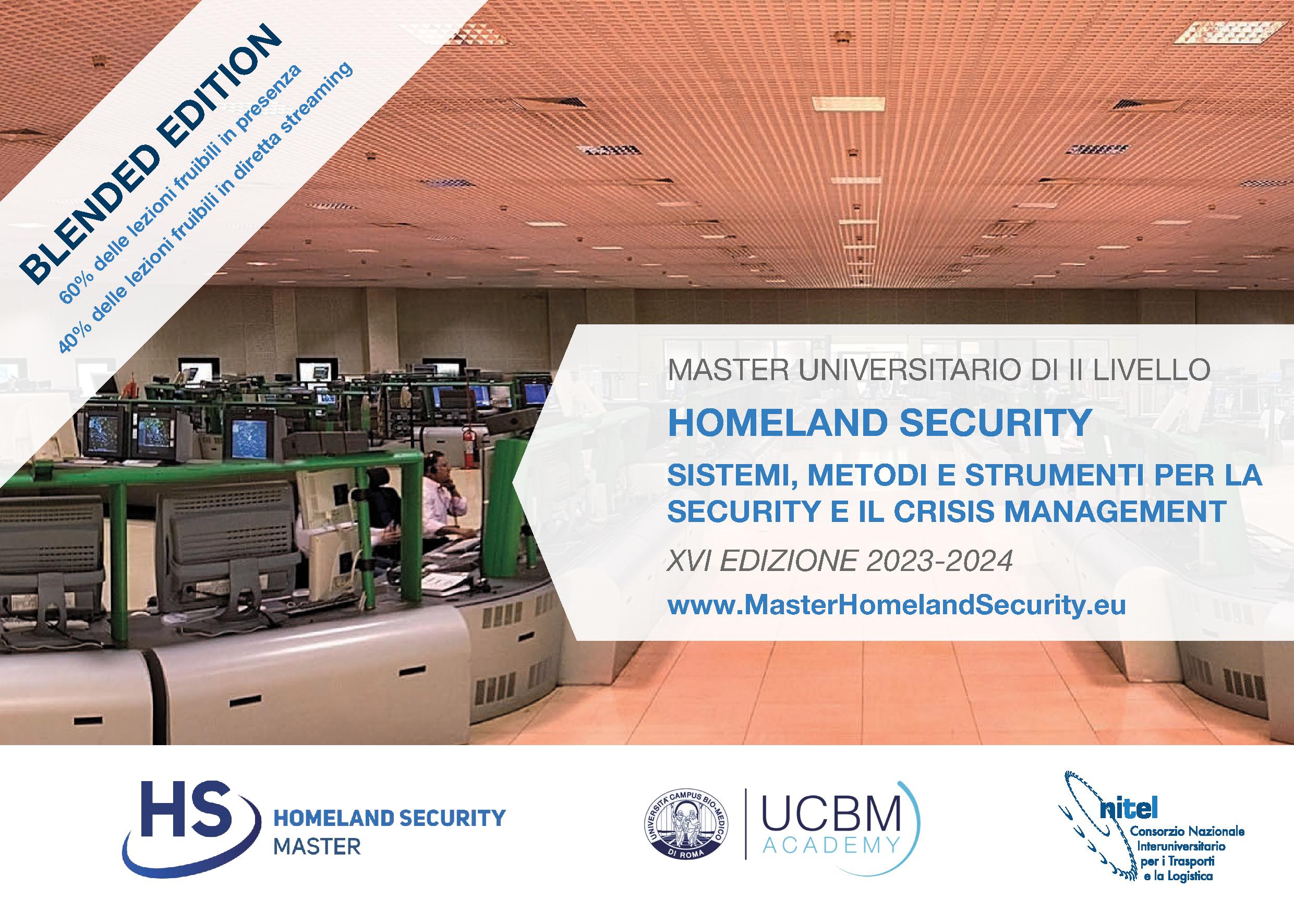 XVI^ edizione Homeland Security Master - da marzo 2024